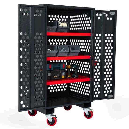 Armorgard Mobile Fittings Cabinet Mesh Design 1000x750x1560 ...