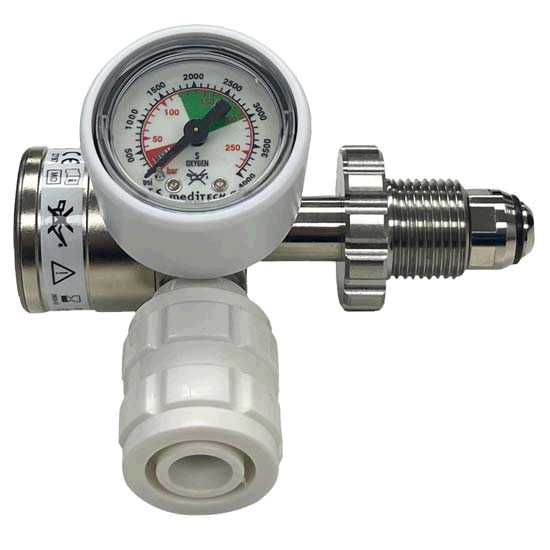 Oxygen regulator with Bullnose Inlet and BS Schrader outlet ...